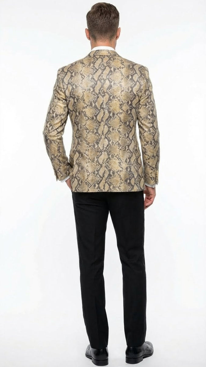 Men’s Beige and Black Snakeskin Print Blazer – Alligator Crocodile ...