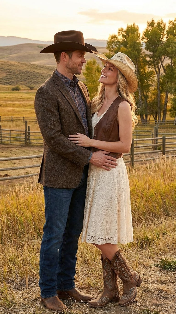 Men’s Brown Western Tweed Herringbone Blazer Jacket – Classic Cowboy S ...