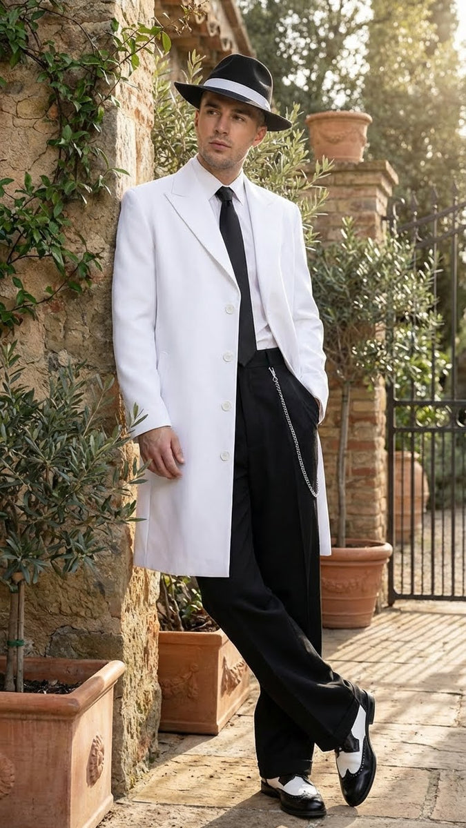 Men’s White Zoot Suit Gangster Style Outfit – White Jacket + Vest + Pa ...