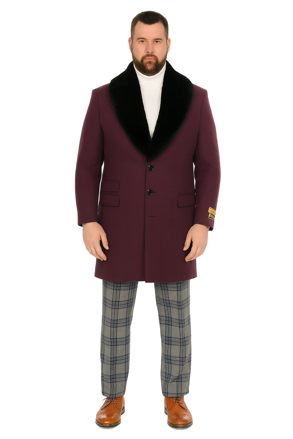 Mens Purple Pimp Coat - Overcoat with Black Faux Fur Collar – Luxury W ...