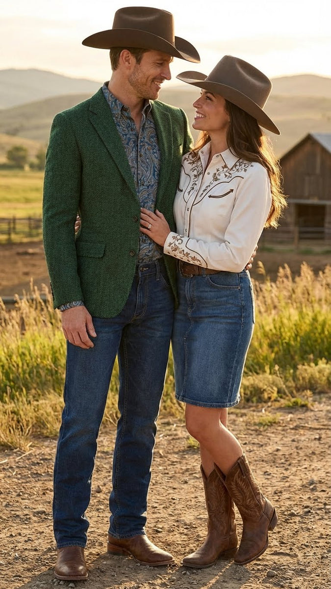 Men’s Green Western Blazer Jacket – Classic Cowboy Style Sport Coat fo ...