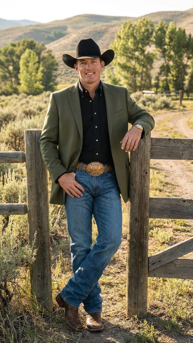 Men’s Olive Green Western Blazer Jacket, Classic Cowboy Style Sport Co ...