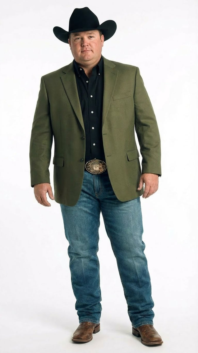 Men’s Olive Green Western Blazer Jacket, Classic Cowboy Style Sport Co ...