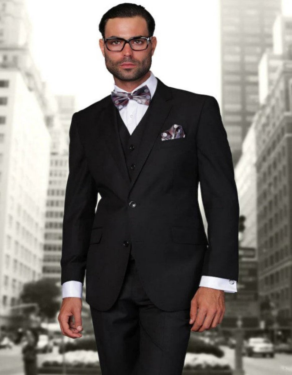 Big and Tall Suit - 3 PC Black Extra Long Modern Fit Suit — USA Men's ...