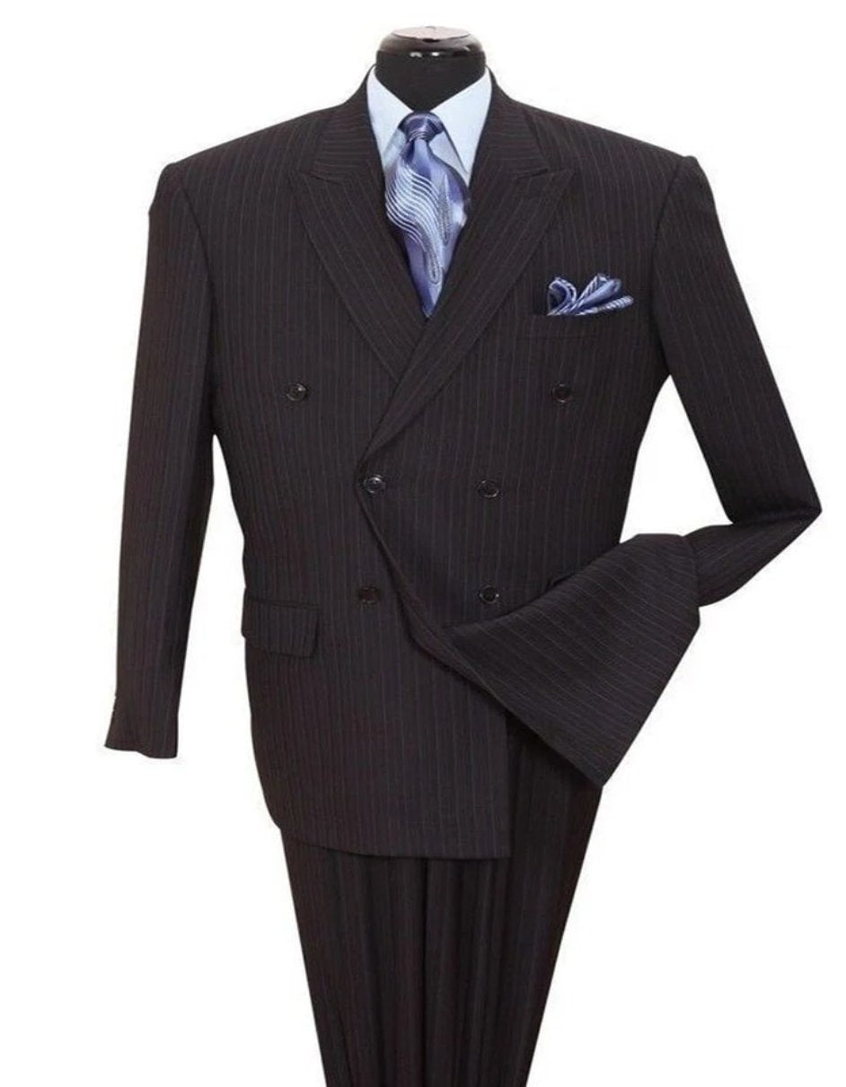 Pleated Dress Men Suits - Mens Classic Double Breasted Smooth Pinstrip ...