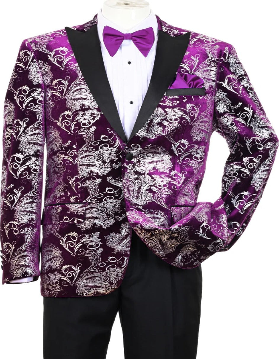 Purple Prom Suit - Purple Prom Outfit - Purple Paisley Foil Tuxedo ...