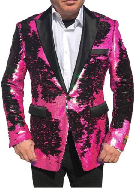 Alberto Nardoni Brand Fashion Men's Fuchsia Pink & Black Lapel Blazer ...