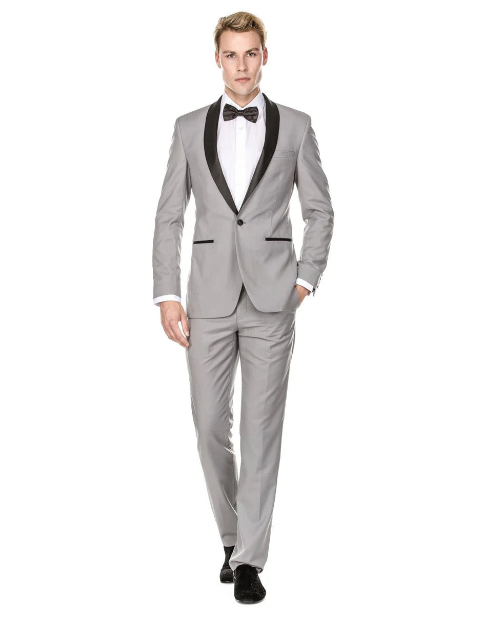 Gray Prom Suit - Mens Prom | Wedding Slim Fit Shawl Tuxedo Light Grey ...