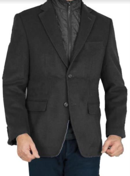 Mens Cashmere Blazer - 10% Cashmere Black Color Sport Coat With Remova ...