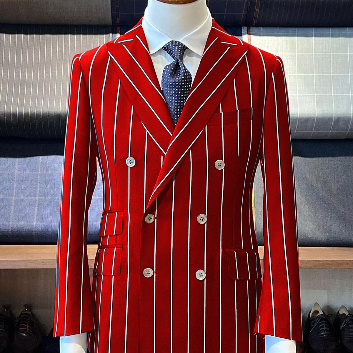 Red Pinstripe Suit - Gangster Suit - 1920's Suit - Double Breasted Sui ...