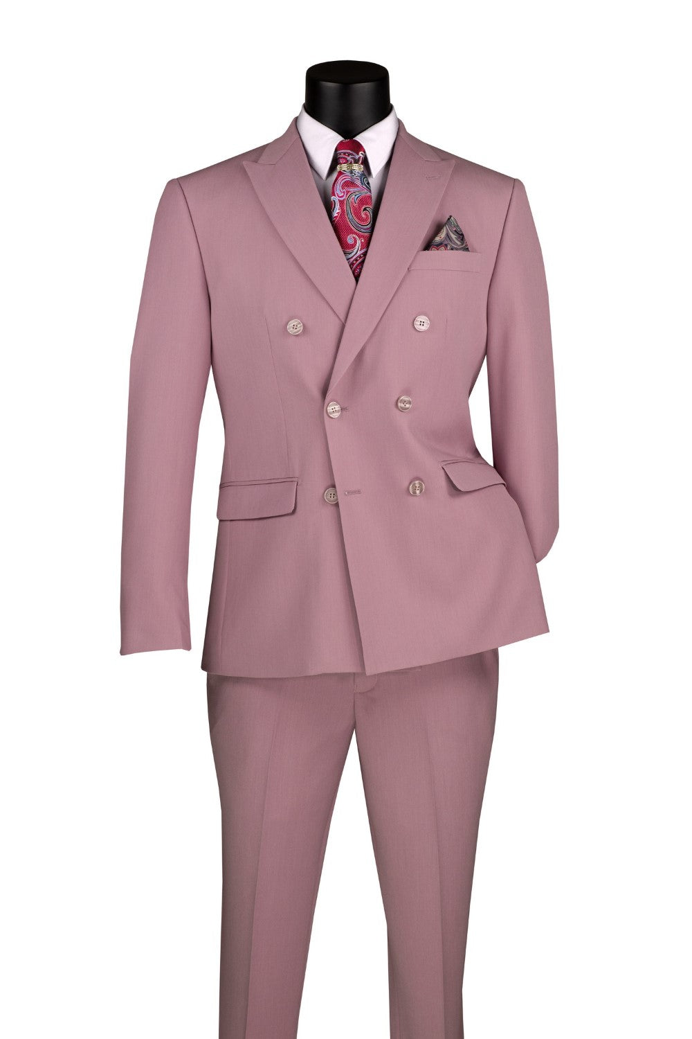 Lilac Slim Fit Double Breasted 2 Piece Suit with Flexible Elastic Wais ...