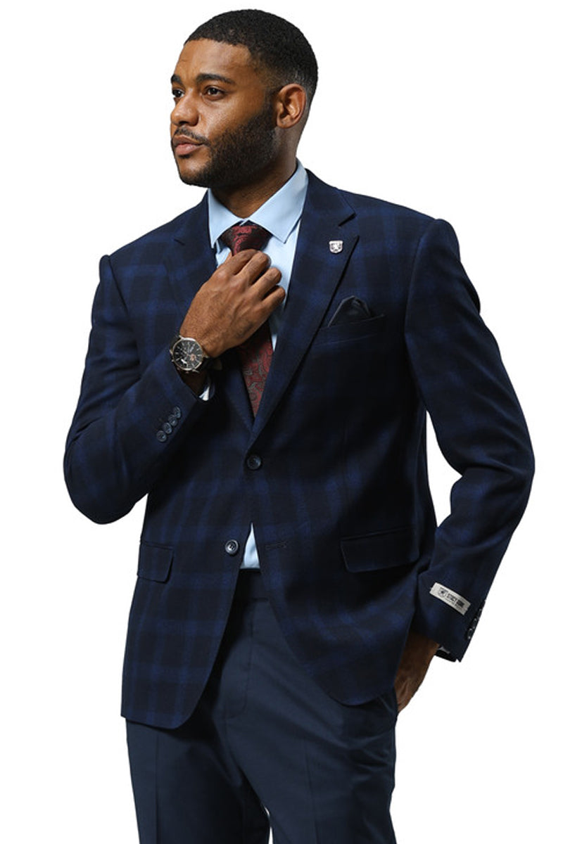 Men's Stacy Adams Modern Fit Business Sport Coat Blazer in Dark Navy B — USA Men's Outlet