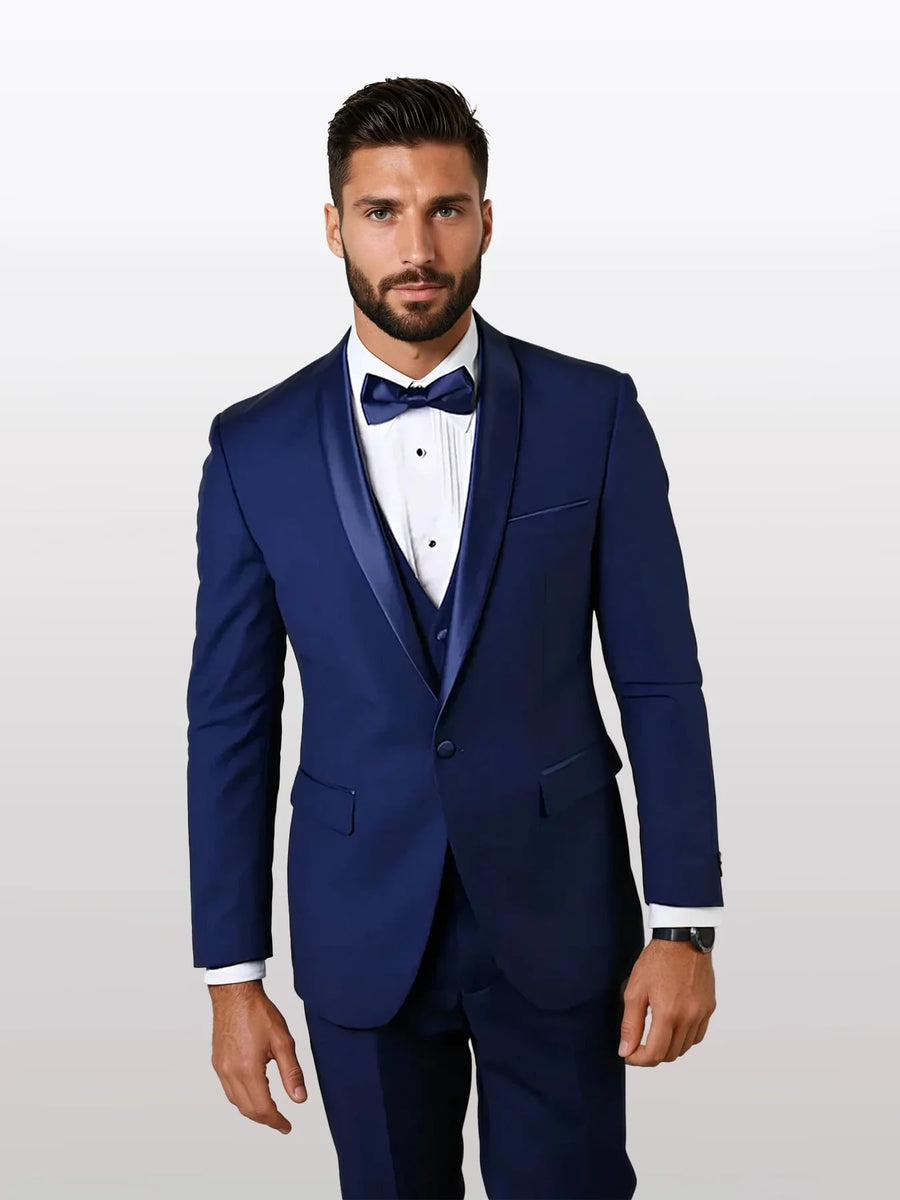 Statement Men's Sapphire Shawl Vested Tuxedos — USA Men's Outlet