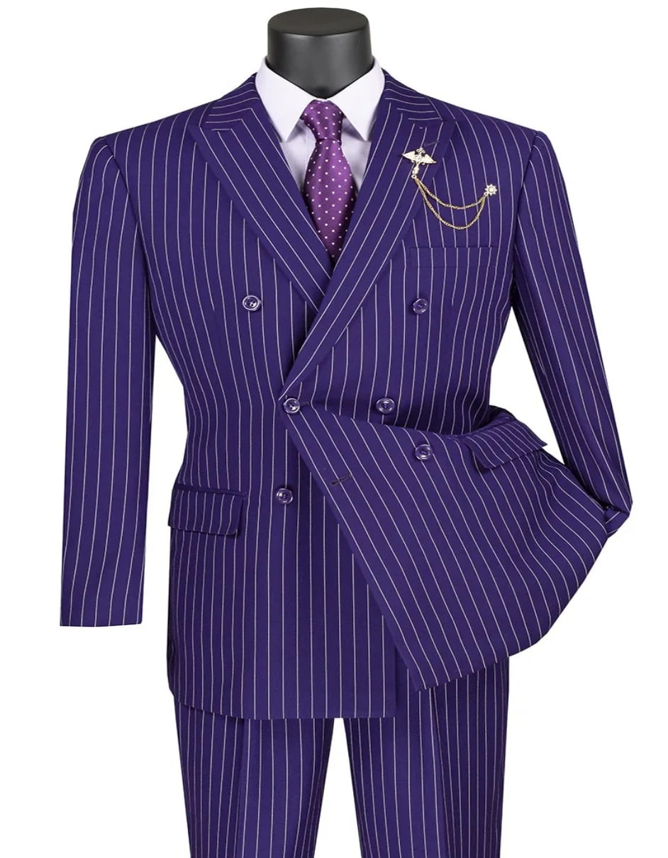Purple Prom Suit - Purple Prom Outfit - Pinstripe Wide Purple Prom Tux ...