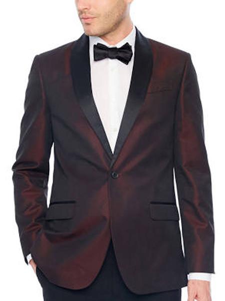 Men's Shiny Flashy Black and Burgundy ~ Wine ~ Maroon Suit ~Blazer Spo ...