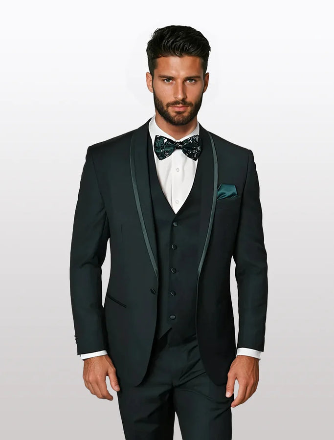 Statement Men's Hunter with Trim Lapel Vested 100% Wool Tuxedos — USA ...