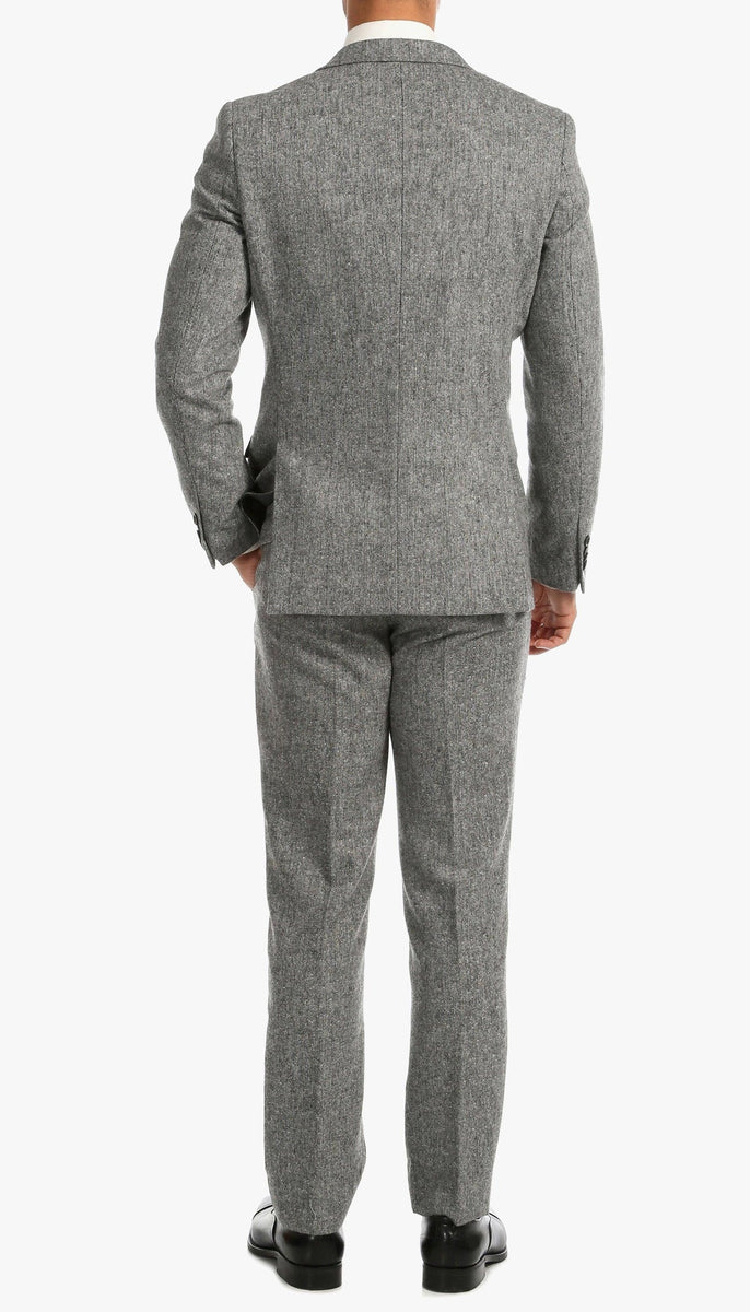 Men’s Grey Tweed Three Piece Suit – Vintage British Fabric Slim Fit We ...