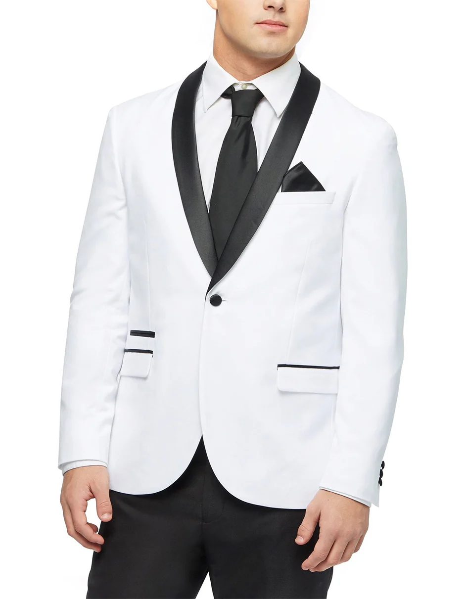 White Prom Suit - White Prom Tuxedo Suits - White Wedding 1 Button Tux ...