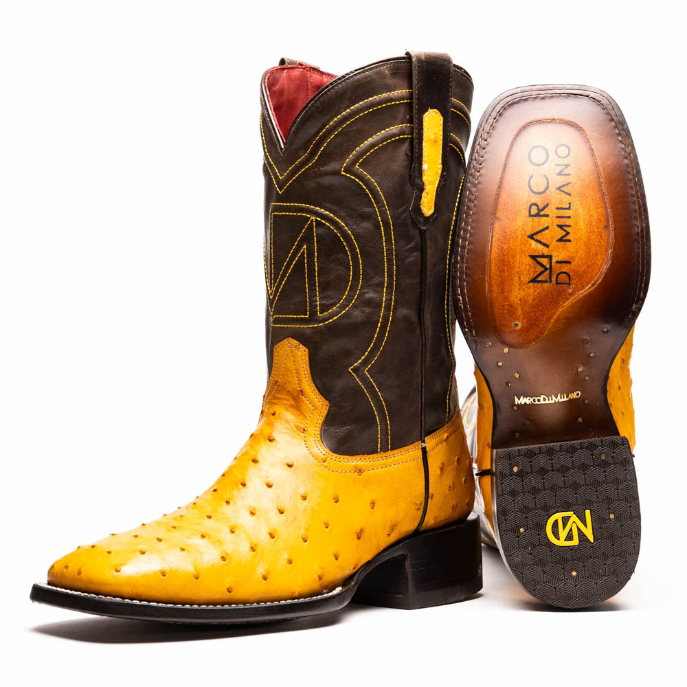 Marco Di Milano Alabama Buttercup Ostrich Quill Square Toe Cowboy Boot ...