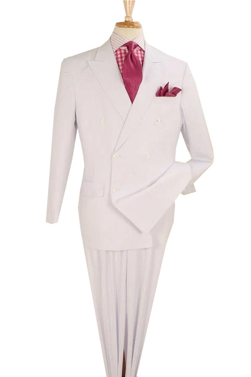 Apollo King Men's Classic Wool-Feel Double Breasted Suit, White — USA ...