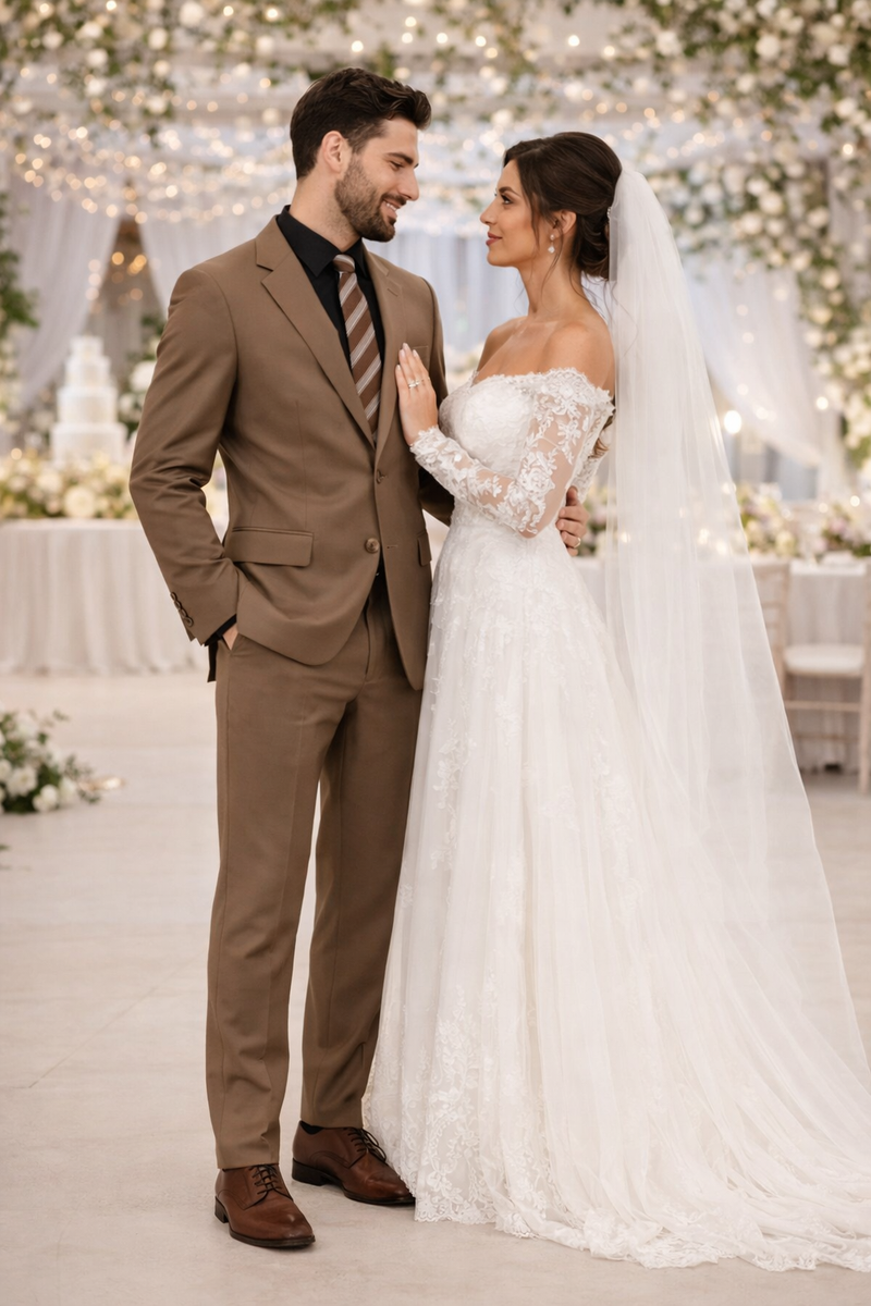 Carlo Lusso Brown Two-button Poly Blend Suit — USA Men's Outlet