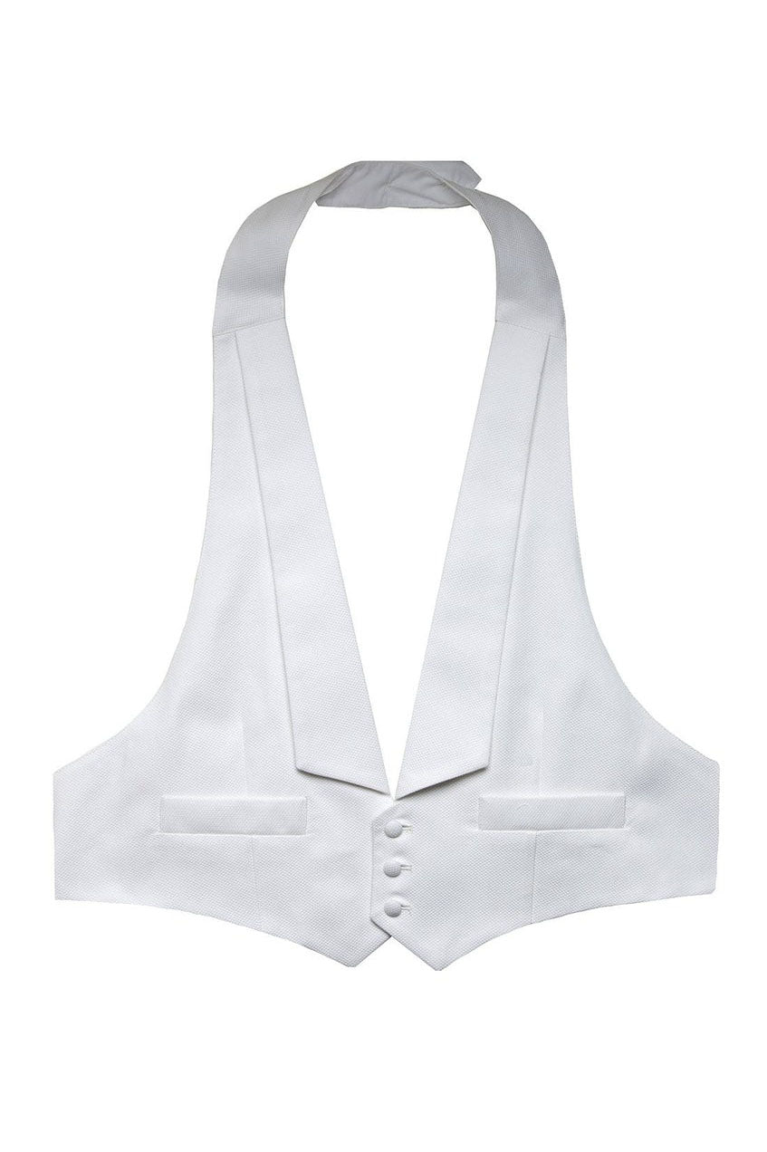White Pique Backless Tuxedo Vest — USA Men's Outlet
