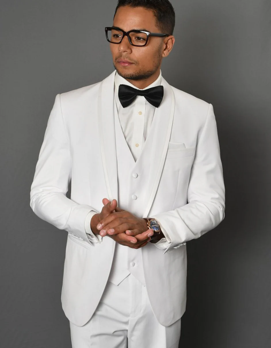 White Prom Suit - White Prom Tuxedo Suits - White Wedding Trim Tuxedo ...