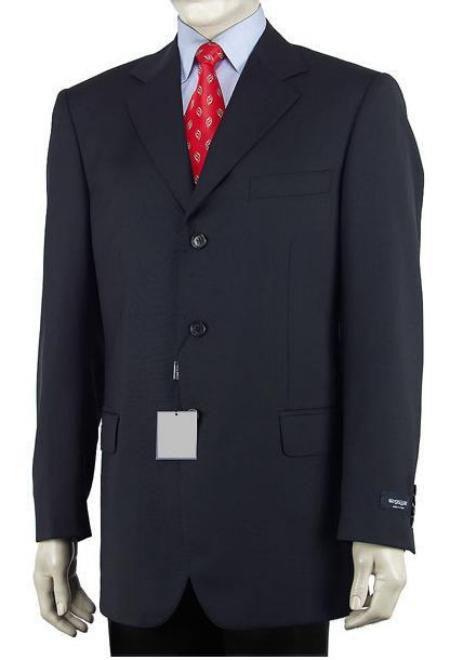 Mens 3 Button Blazer - Three Button Dark Navy Blue Sport Coat - Side V ...