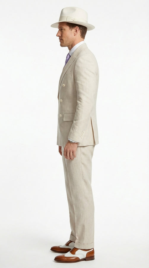 Mens Ivory Off White Double Breasted AI Capone Suit – Classic 1920s Vi ...