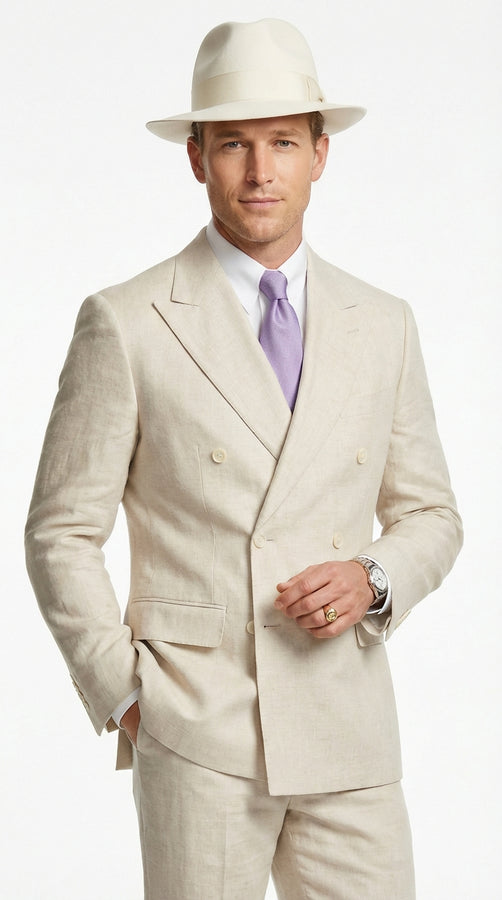 Mens Ivory Off White Double Breasted AI Capone Suit – Classic 1920s Vi ...