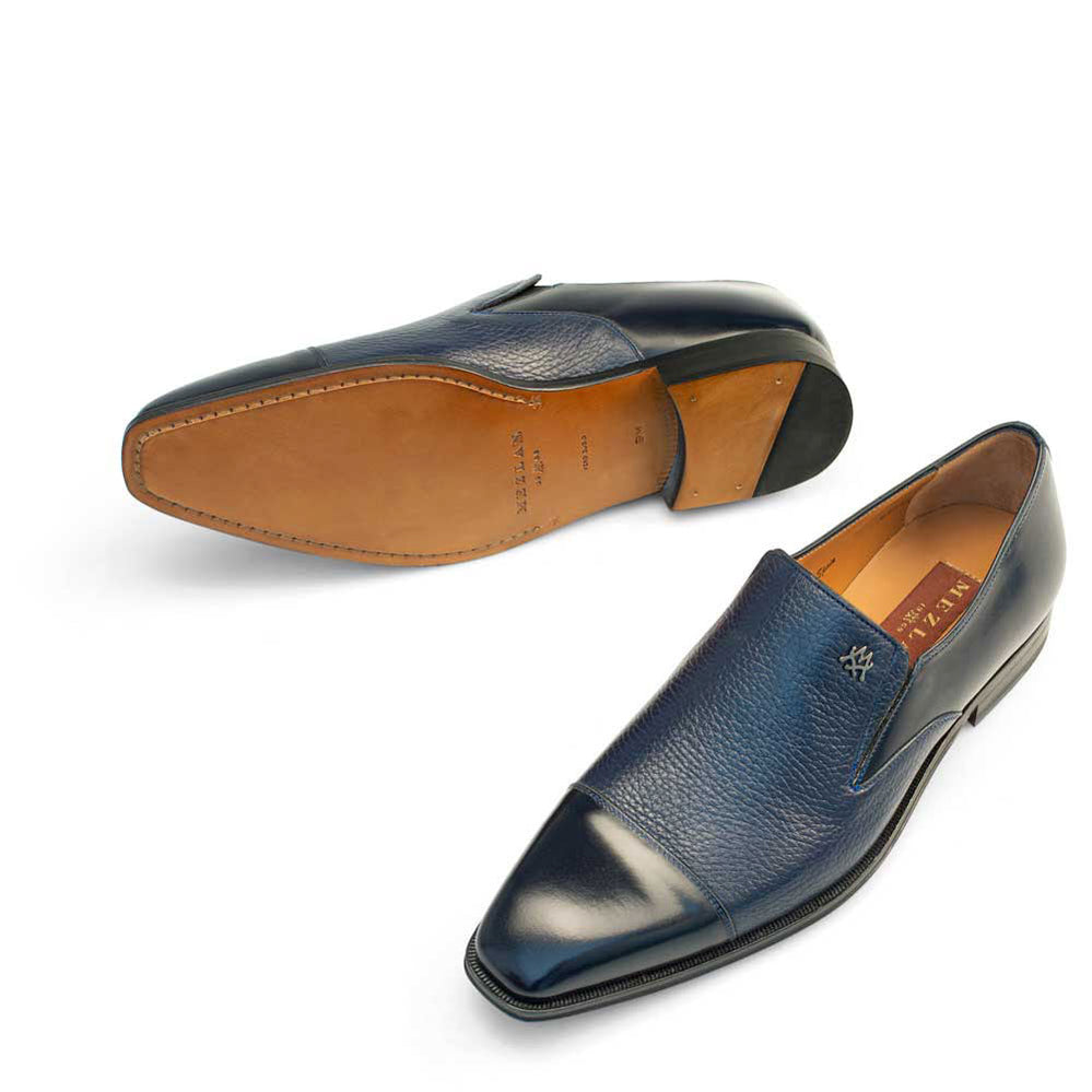 Mezlan Milani Deerskin Cap Toe Loafers Blue (18984) — USA Men's Outlet