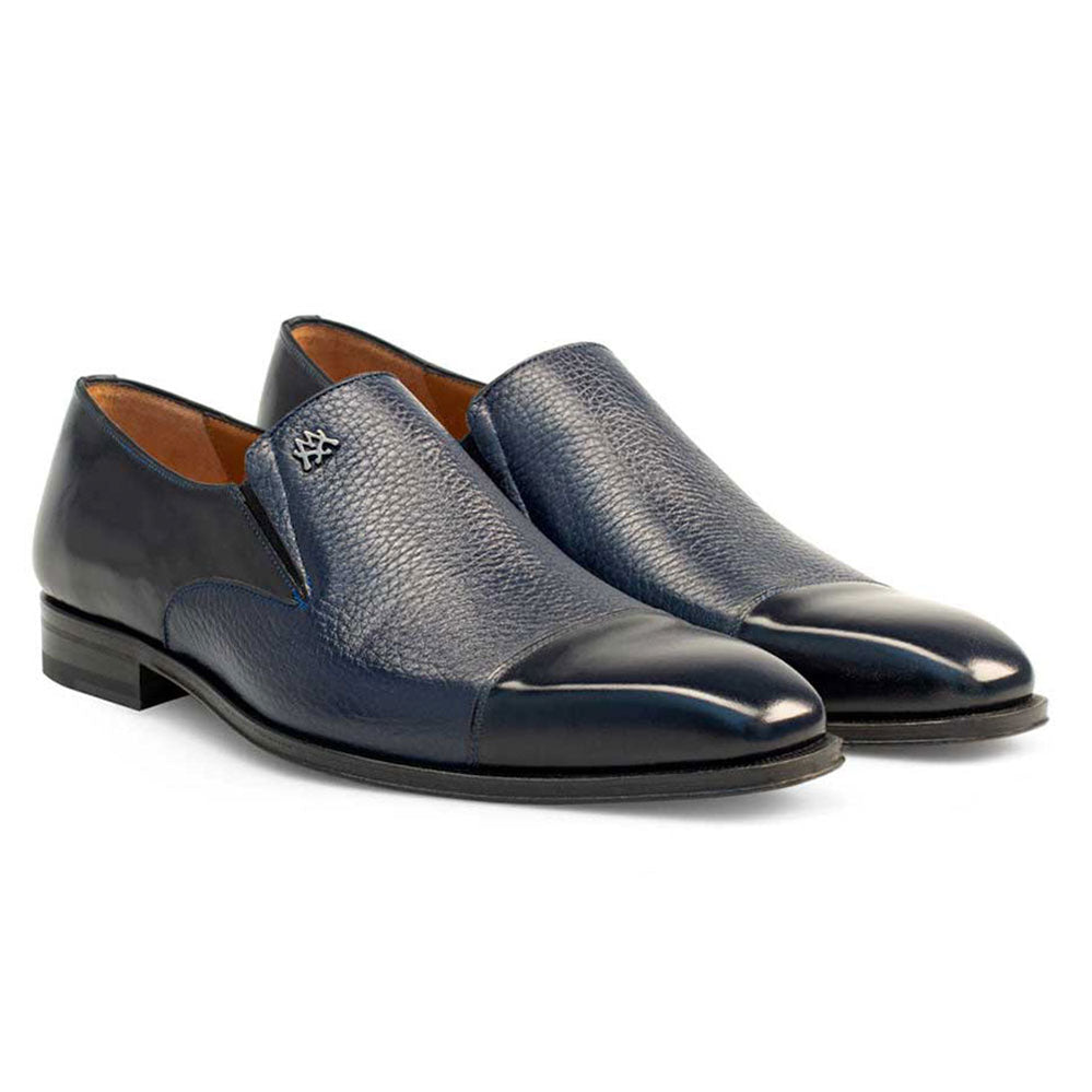Mezlan Milani Deerskin Cap Toe Loafers Blue (18984) — USA Men's Outlet
