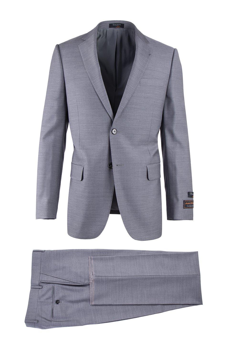 Tiglio Italian Suit - Real Wool Fabric Super 150's Novello Light Gray ...