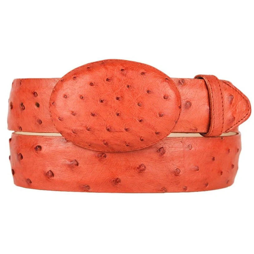 Men’s Orange Rust Copper Genuine Leather Belt with Textured Finish – C ...