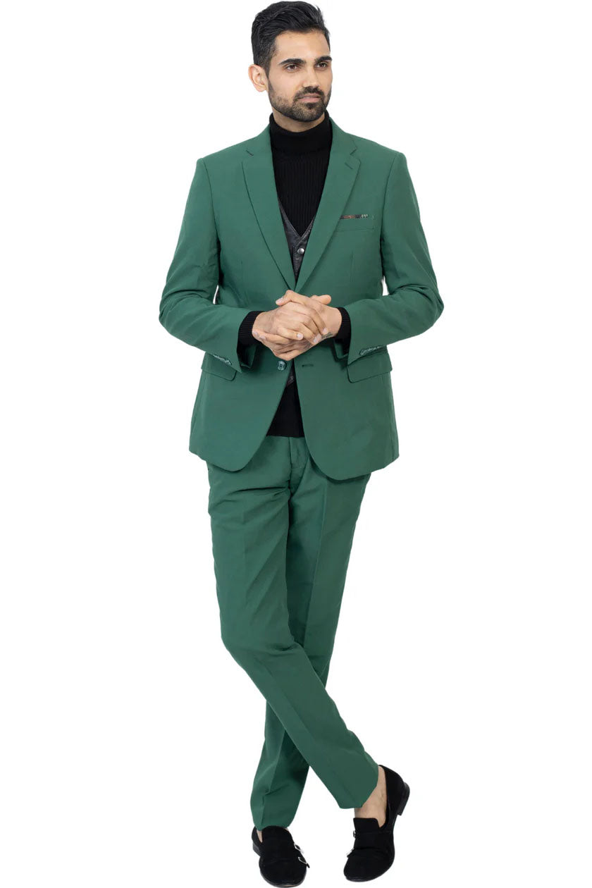 Paul Lorenzo 1969 Hunter Green Solid Slim Fit Suit (2-Piece Set) — USA ...