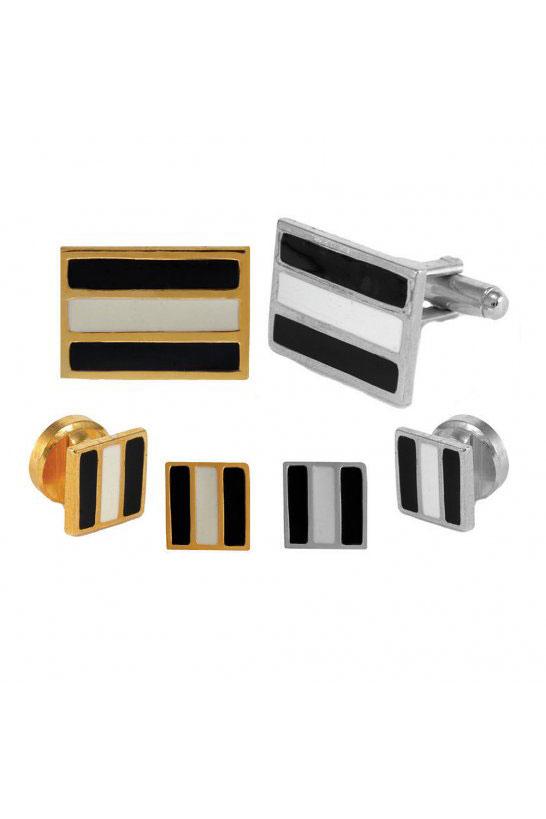 Epoxy Rectangle Studs and Cufflinks Set — USA Men's Outlet