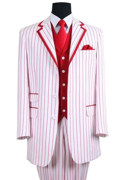 Candy Stripe Suit Mens 3 Button Vested Barbershop Quartet Suin in Whit ...