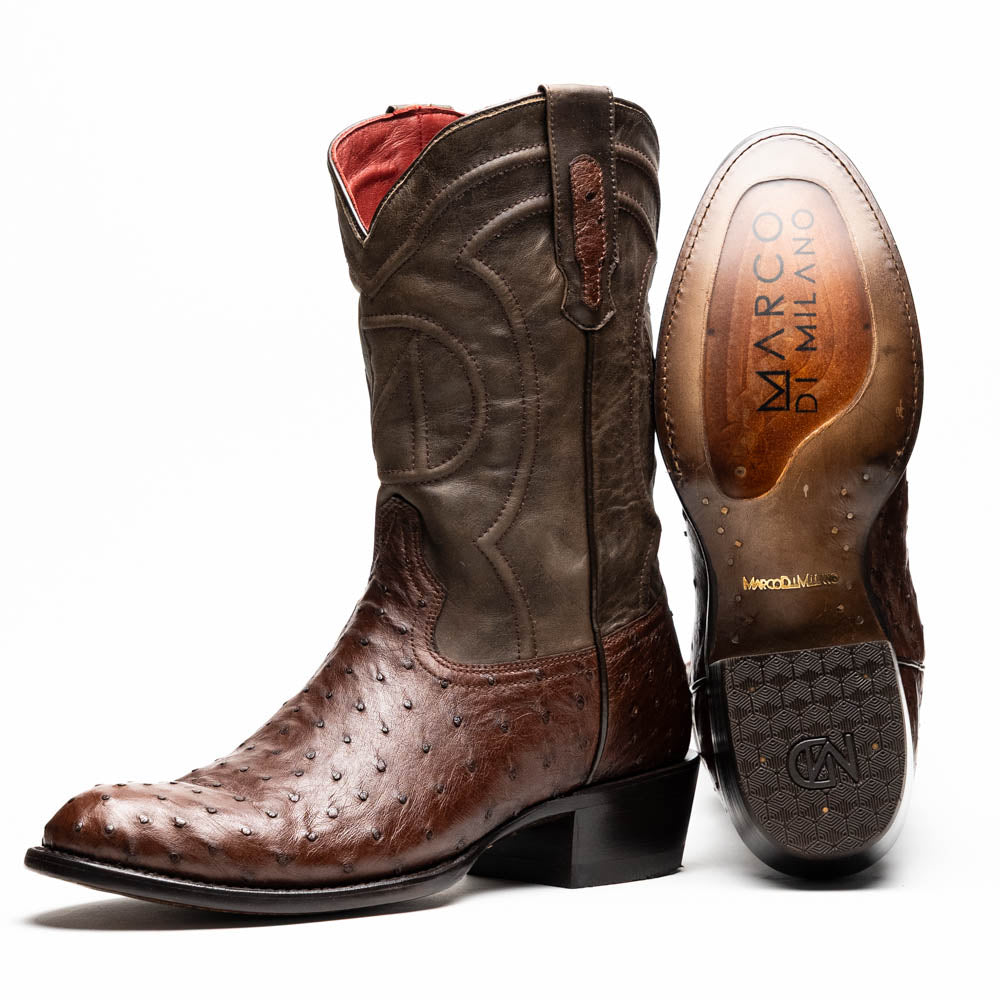 Marco Di Milano Savannah Kango Tabae Ostrich Quill Round Toe Cowboy Bo ...