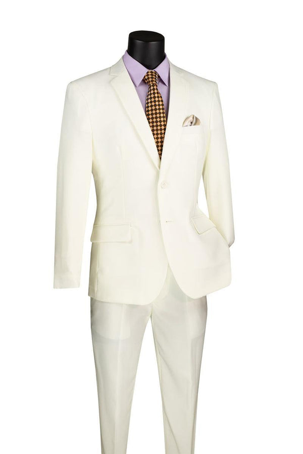 Slim Fit Suit 2 Piece Color Ivory — USA Men's Outlet