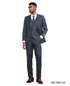 Stacy Adams Men's 3 Piece Hybrid Fit Suit - Large Checker Pattern — USA ...