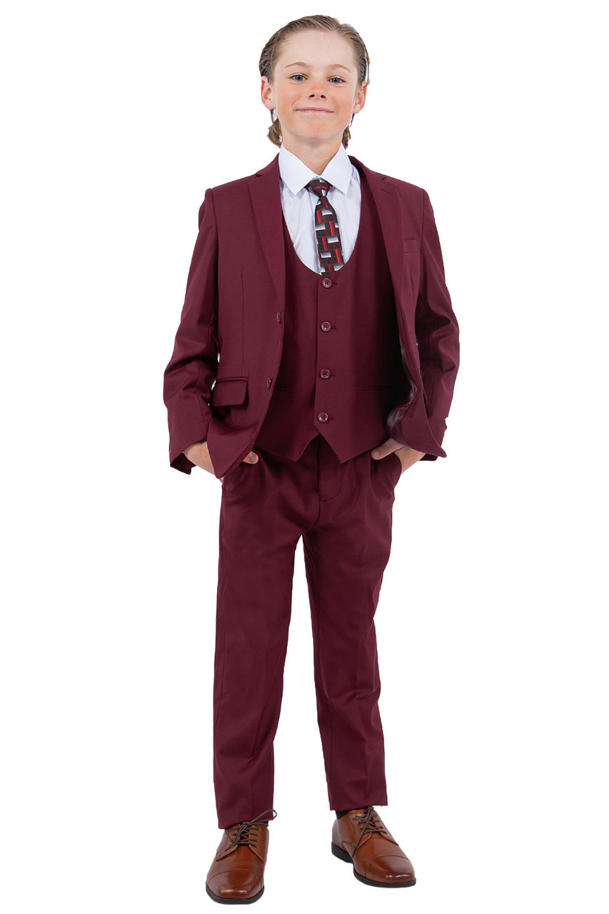 "Huntington" Stacy Adams Kids Burgundy Suit (5-Piece Set) — USA Men's ...