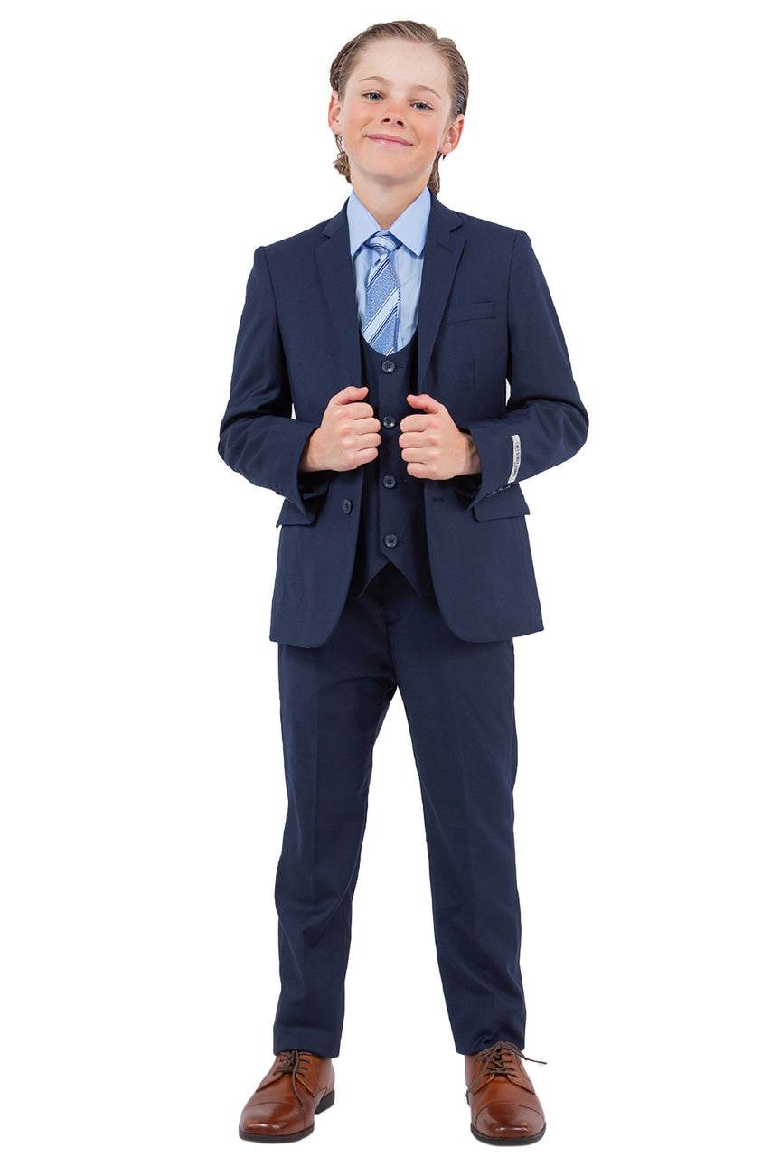 "Huntington" Stacy Adams Kids Navy Suit (5-Piece Set) — USA Men's Outlet