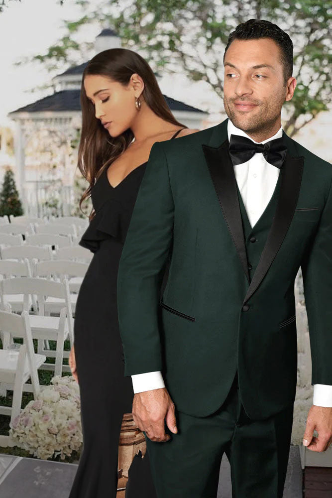 "Jonathan" Hunter 1-Button Peak Tuxedo (4-Piece Set) — USA Men's Outlet