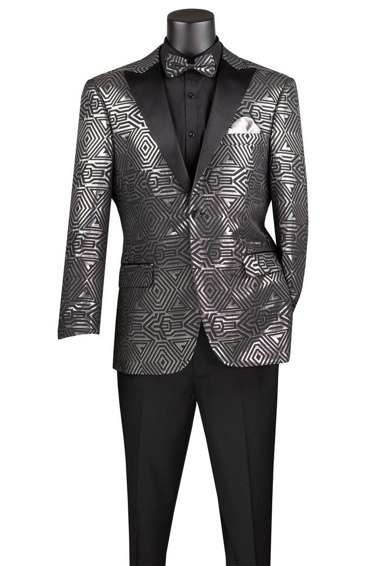 "Giza Glamour" Silver Tuxedo Jacket (Separates) — USA Men's Outlet