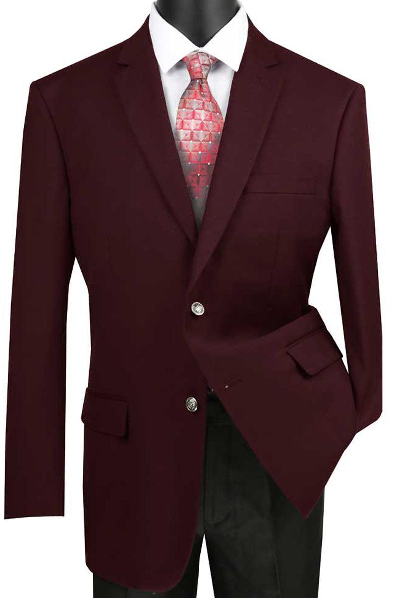 "Vinci Premium Burgundy 2-Button Classic Fit Tuxedo Blazer for Prom an ...