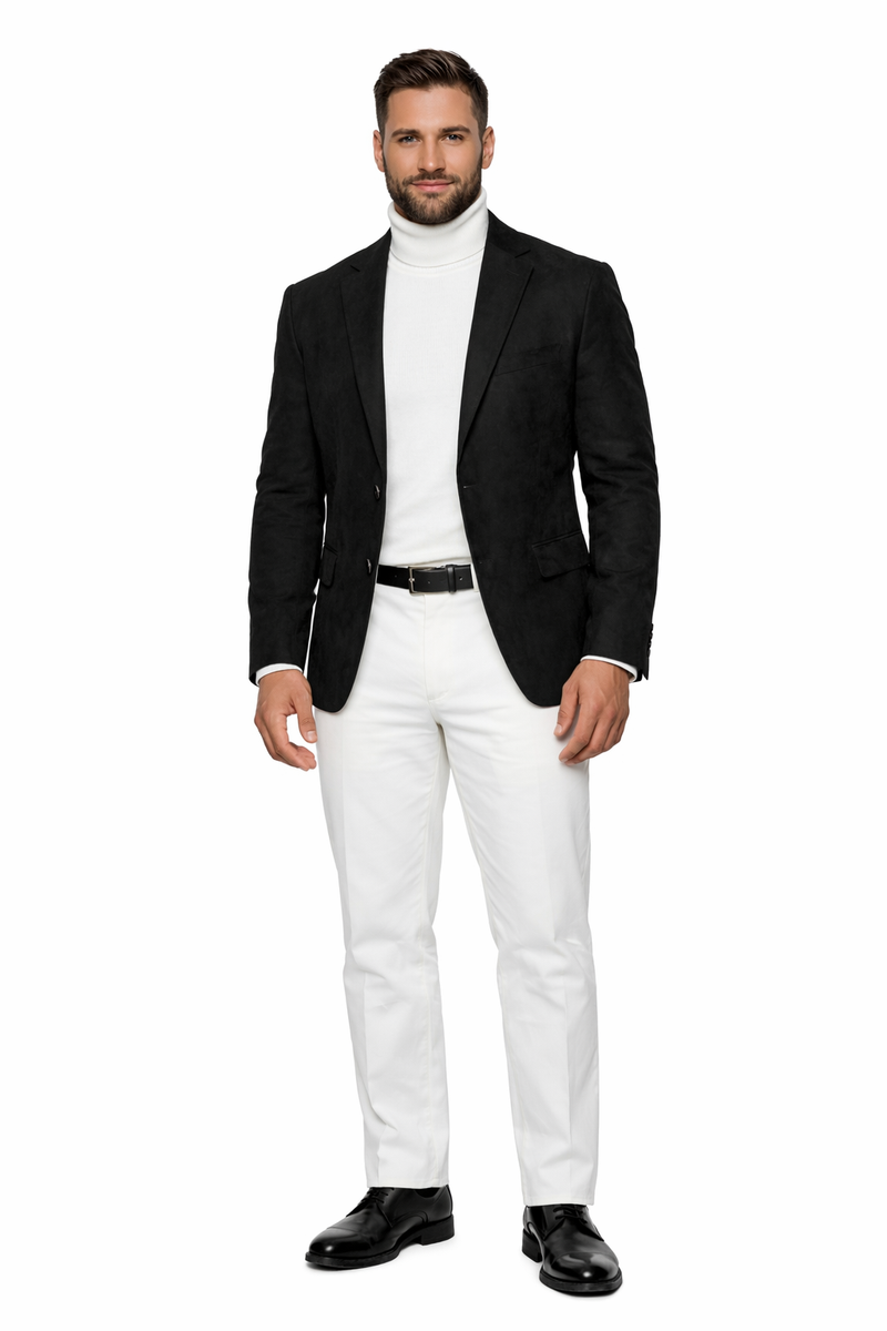 Zacchi Men’s Black Micro Suede Sport Coat – Modern Fit — USA Men's Outlet